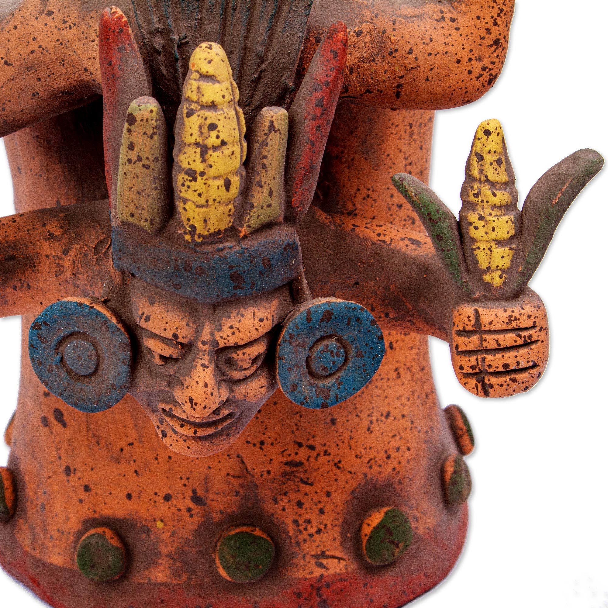 UNICEF Market | Signed Ceramic Aztec God with Maize Replica Vessel ...