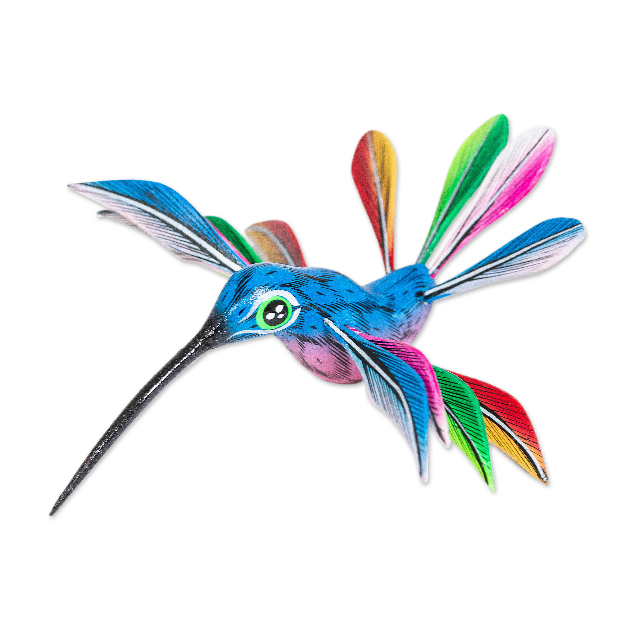 Hummingbird and Barrel Cactus Wood Sculpture From Oaxaca - Hummingbird ...