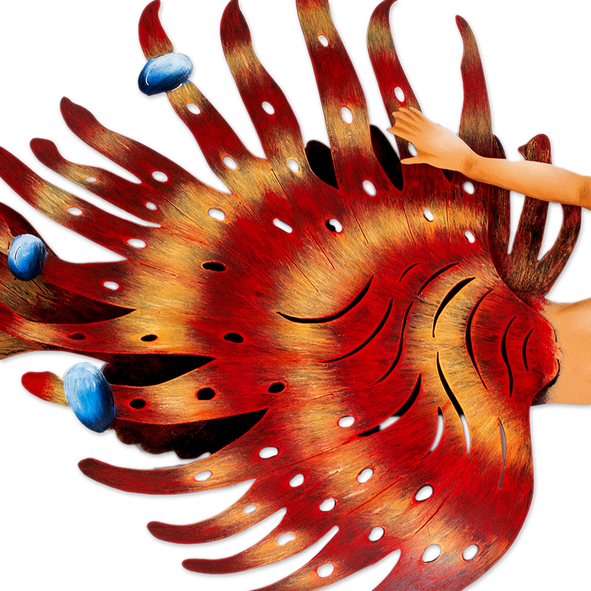 Steel Wall Decor of Merman with Lionfish Tail from Mexico - Lionfish ...