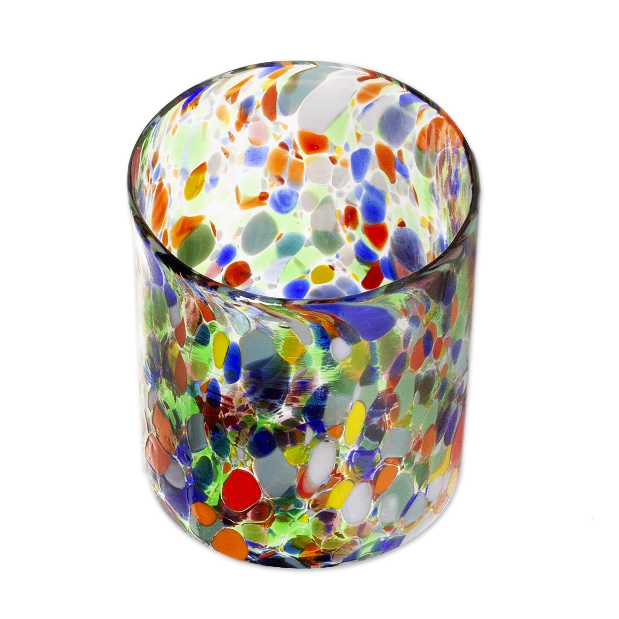 Carafe and Glass in Handblown Glass (Pair) - Jubilant Color | NOVICA