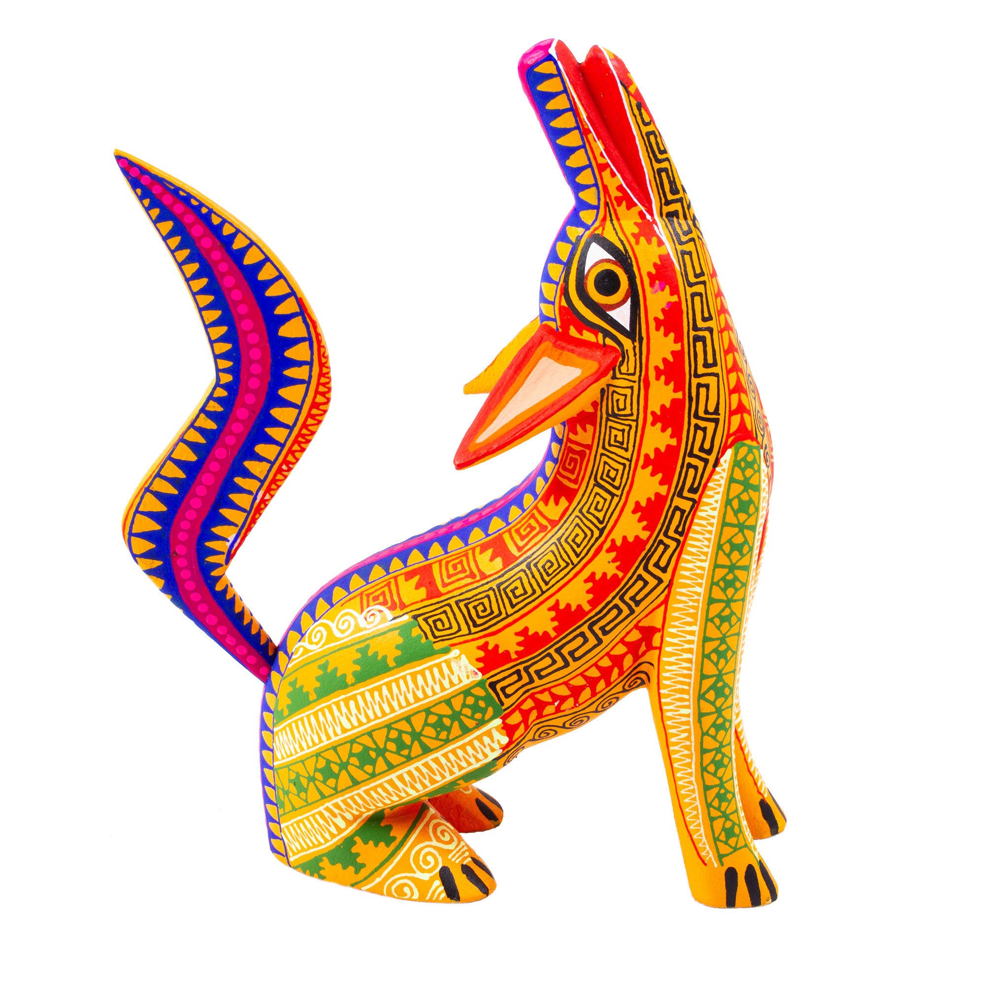 Artisan Handcrafted Wood Alebrije Statuette - Vivid Coyote | NOVICA