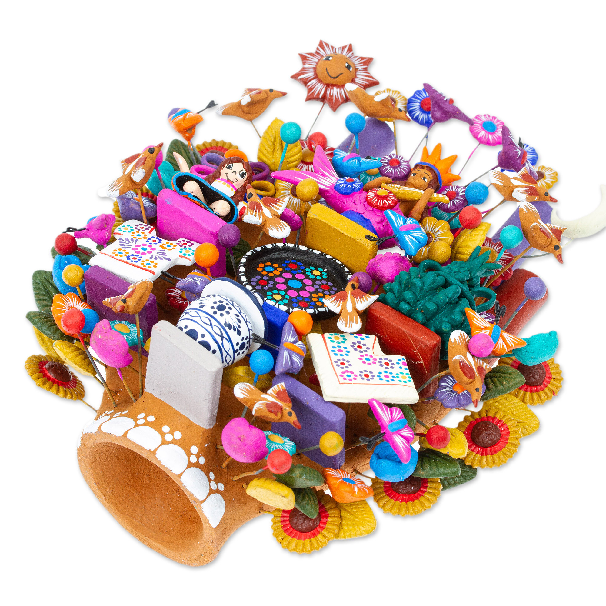 Hand-painted Mexican Tree of Life Ceramic Sculpture - Mexican Tree of ...