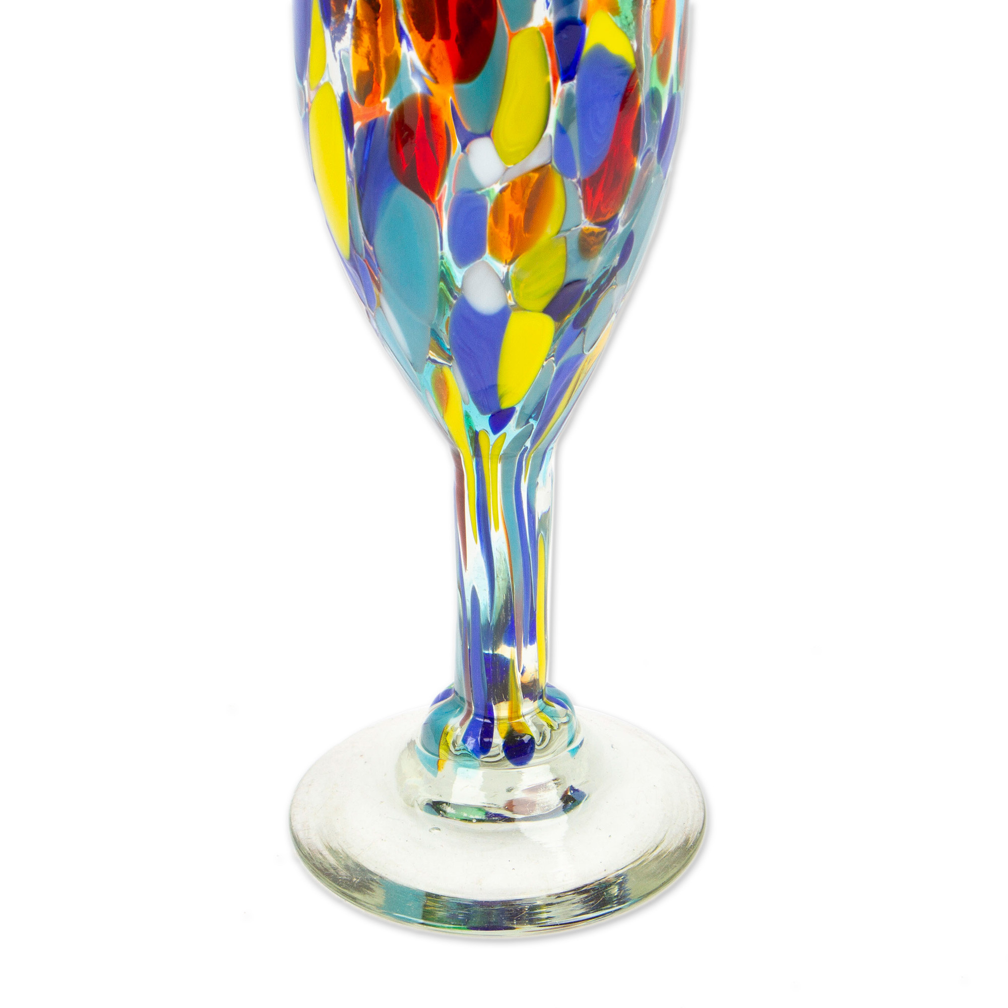 Set of 4 Colorful Handblown Champagne Flutes from Mexico - Chromatic ...