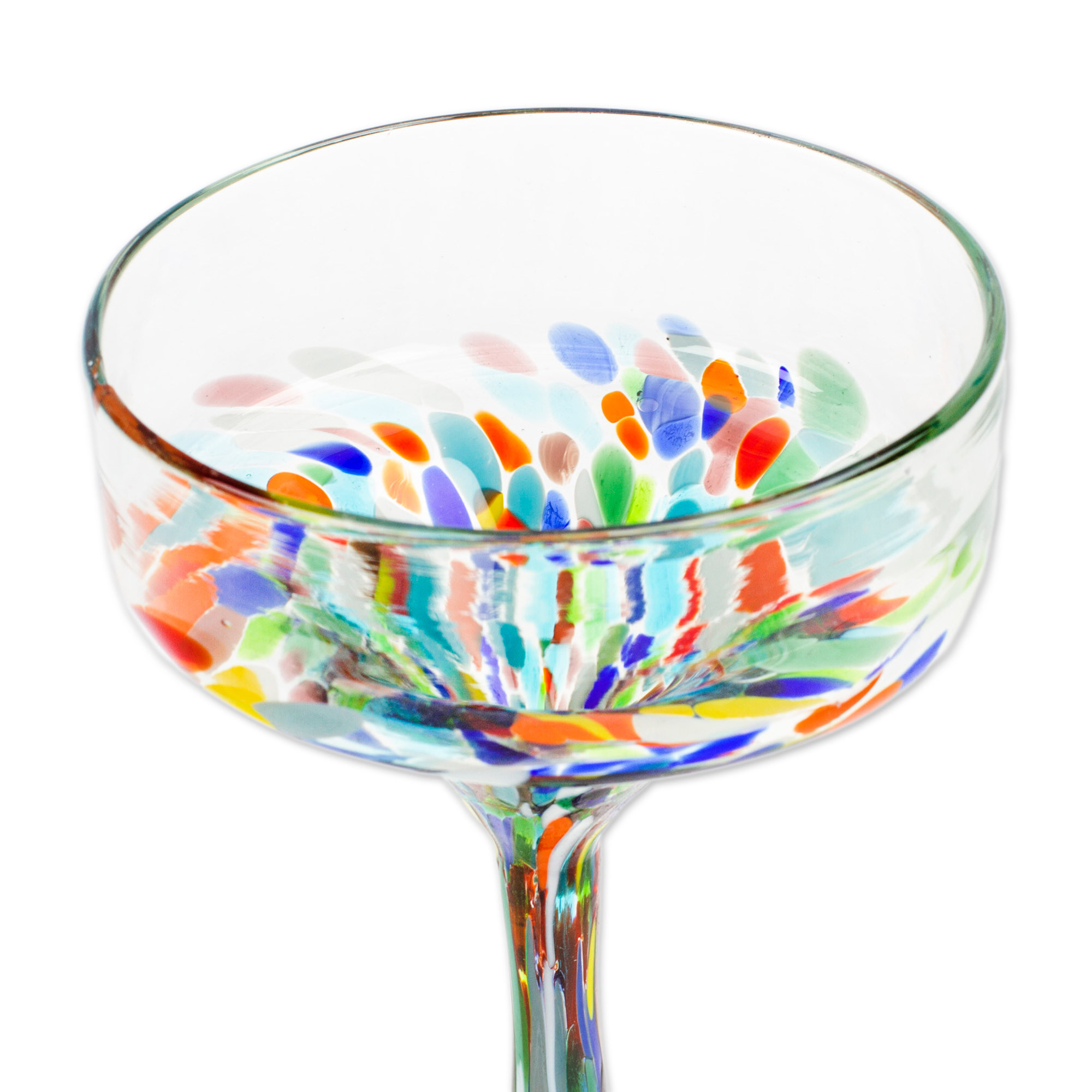 Set of 4 Colorful Handblown Margarita Glasses from Mexico - Chromatic ...