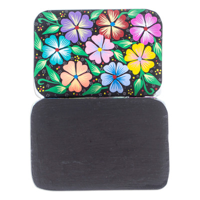 Hand-Painted Floral Decorative Copal Wood Box from Mexico - Fantasy ...