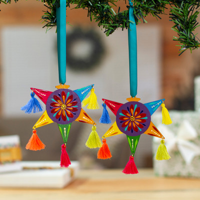 Pair of Traditional Piñata-Shaped Painted Wood Ornaments - Eternal ...