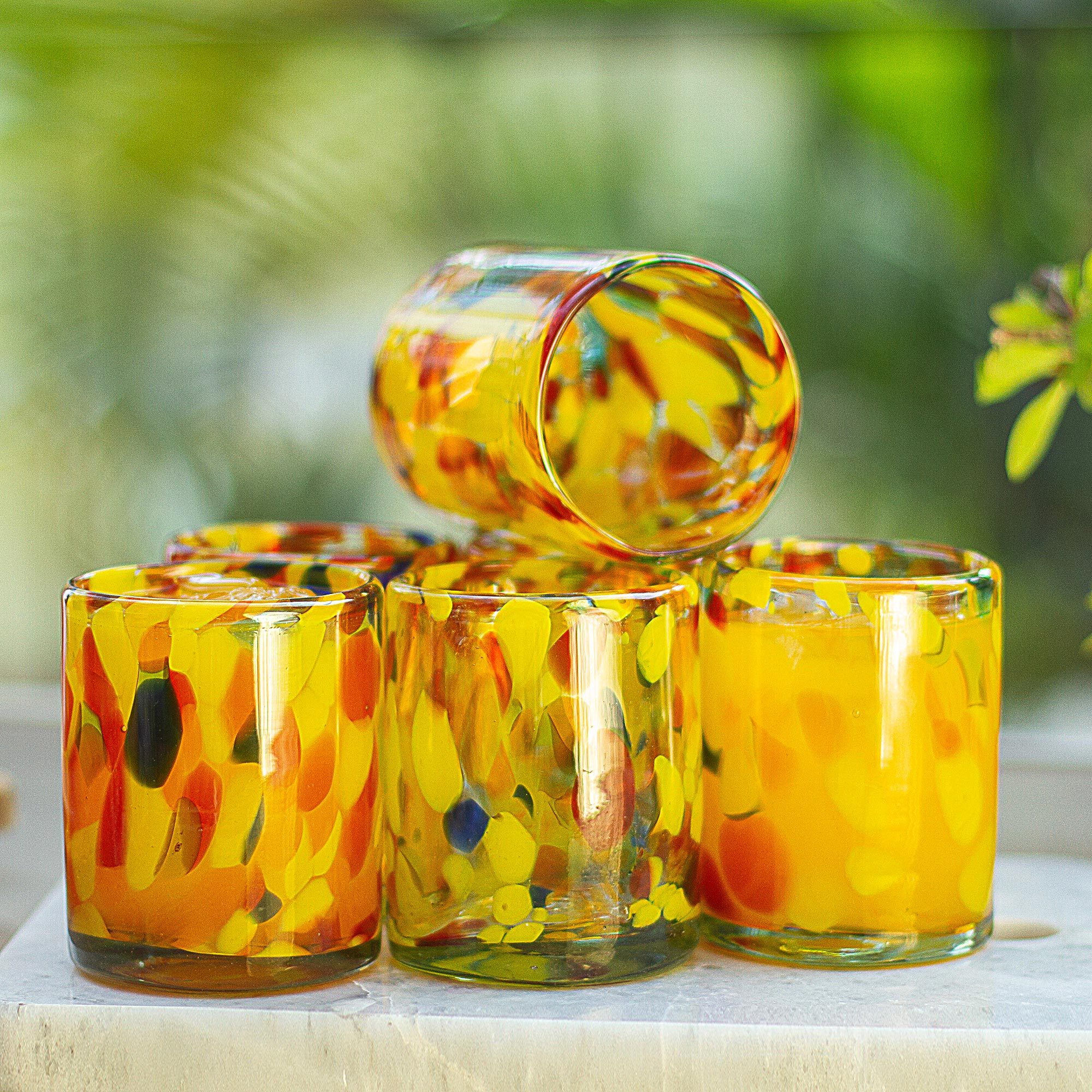 Unique Handblown Recycled Glass Juice Drinkware from Mexico - Liquid ...