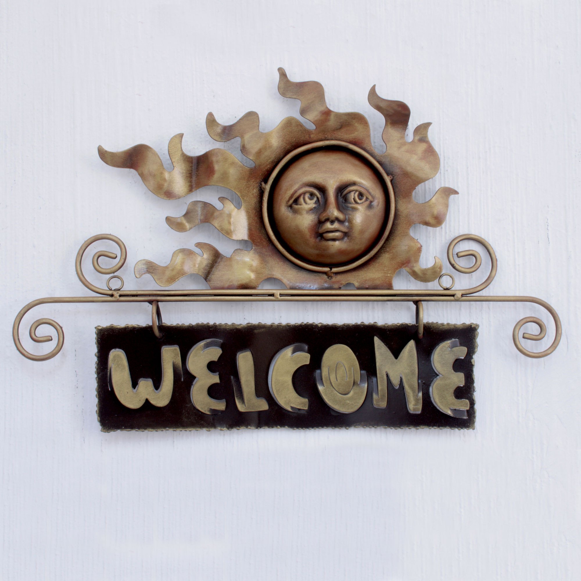 UNICEF Market | Handcrafted Sun and Moon Steel Welcome Sign Outdoor ...