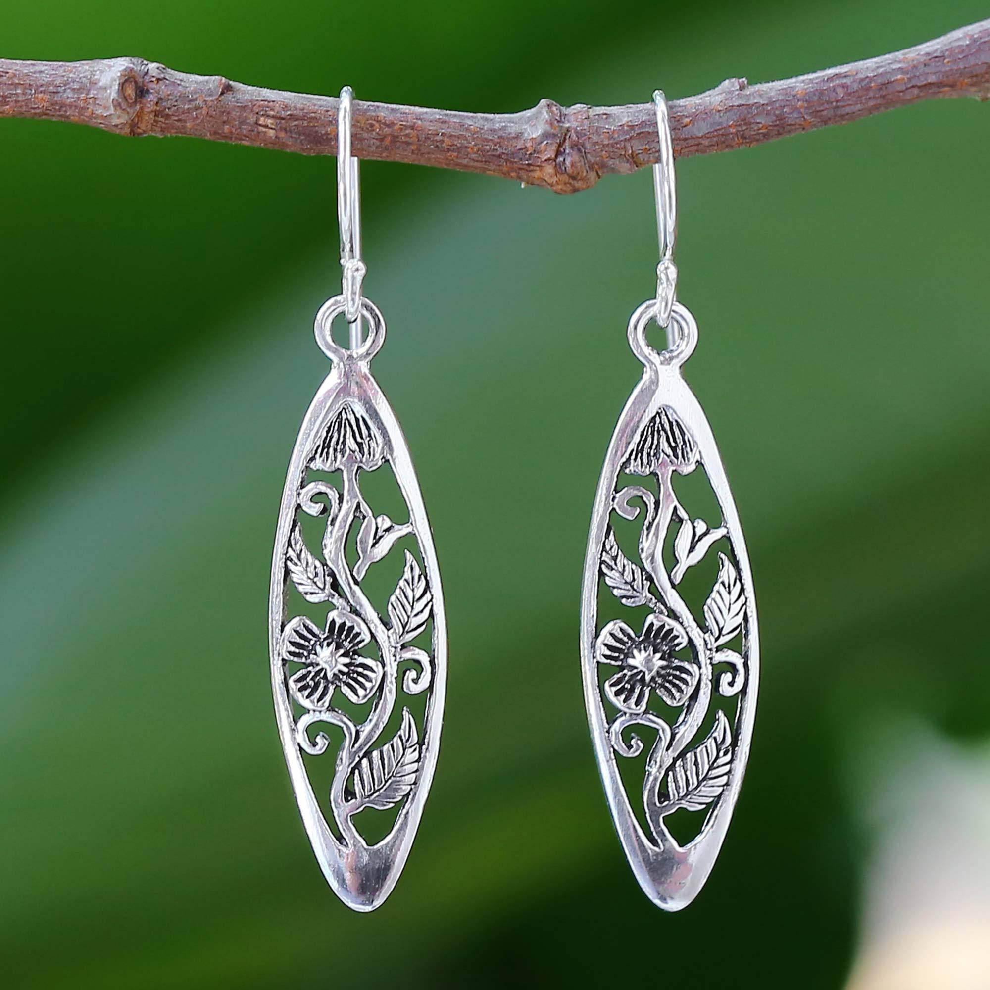 UNICEF Market | Hand Crafted Floral Sterling Silver Dangle Earrings ...