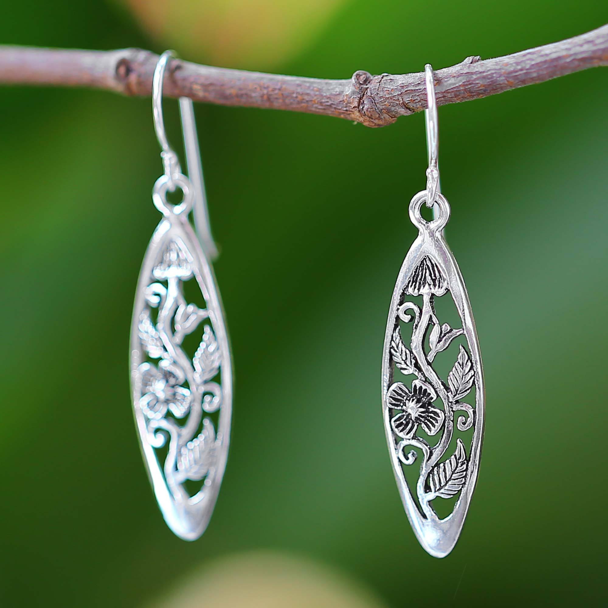 UNICEF Market | Hand Crafted Floral Sterling Silver Dangle Earrings ...