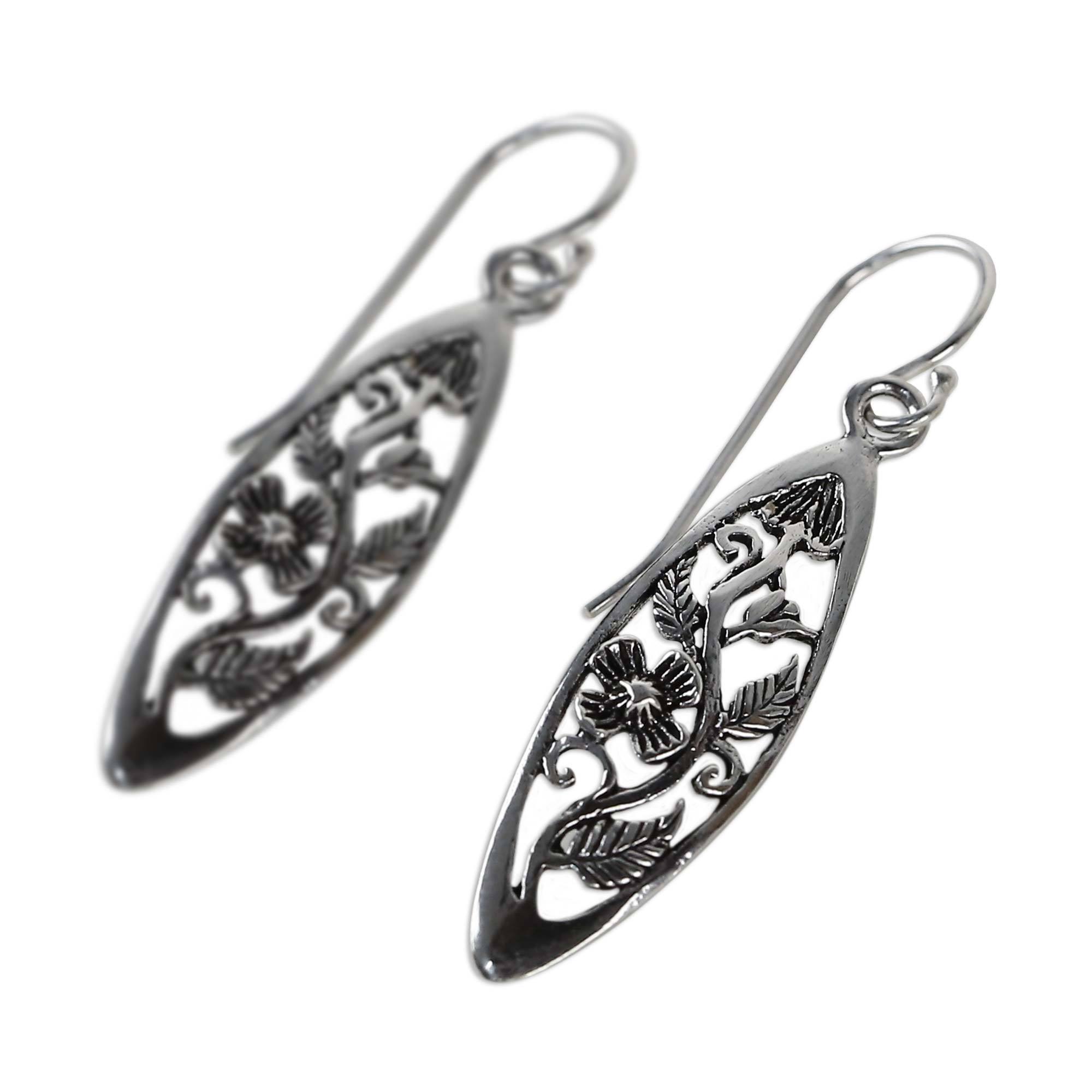 UNICEF Market | Hand Crafted Floral Sterling Silver Dangle Earrings ...