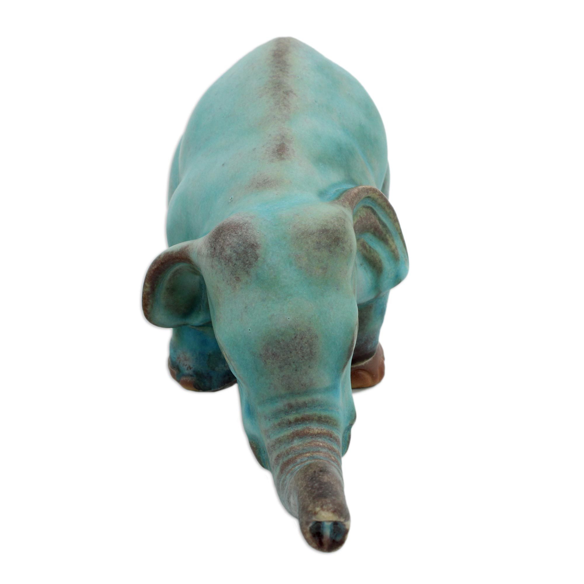 UNICEF Market | Thai Ceramic Elephant Statuette - Little Blue