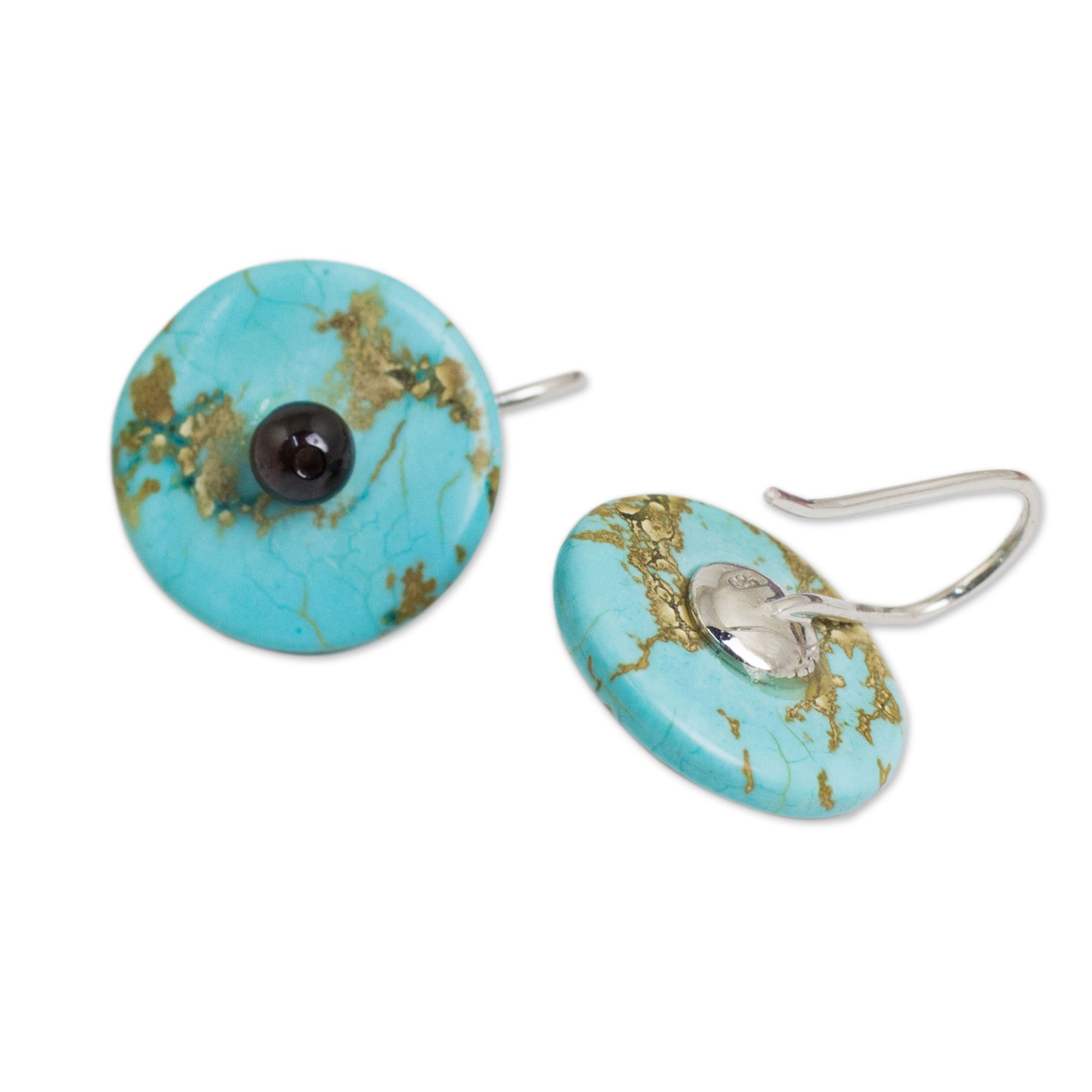 UNICEF Market | Garnet on Turquoise Color Calcite Hand Made Earrings ...
