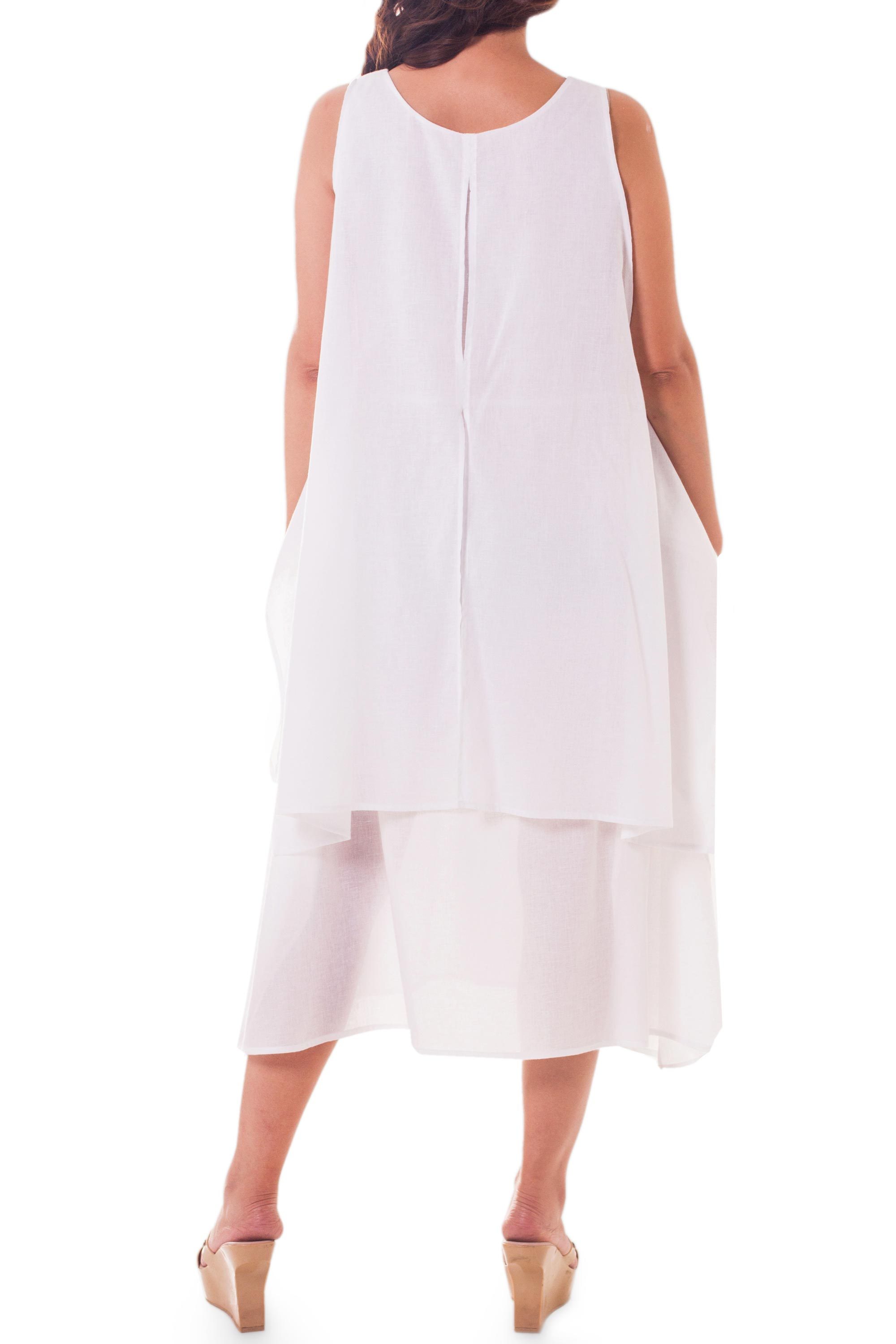 Cotton Sundress in Versatile White Layered and Semi Sheer - White Chic ...