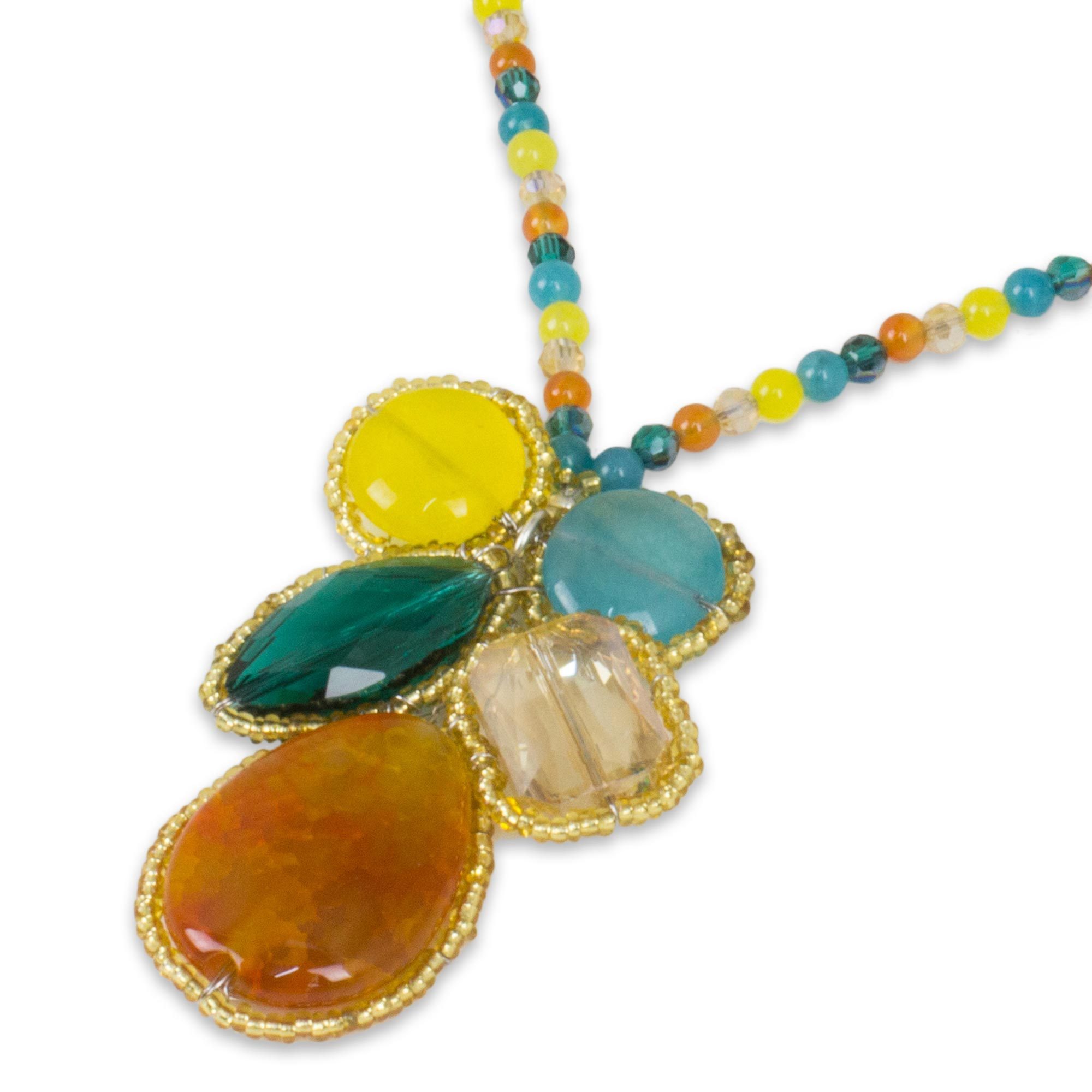 UNICEF Market | Handcrafted Multicolor Quartz Pendant Necklace from ... UNICEF Market | Handcrafted Multicolor Quartz Pendant Necklace from ...