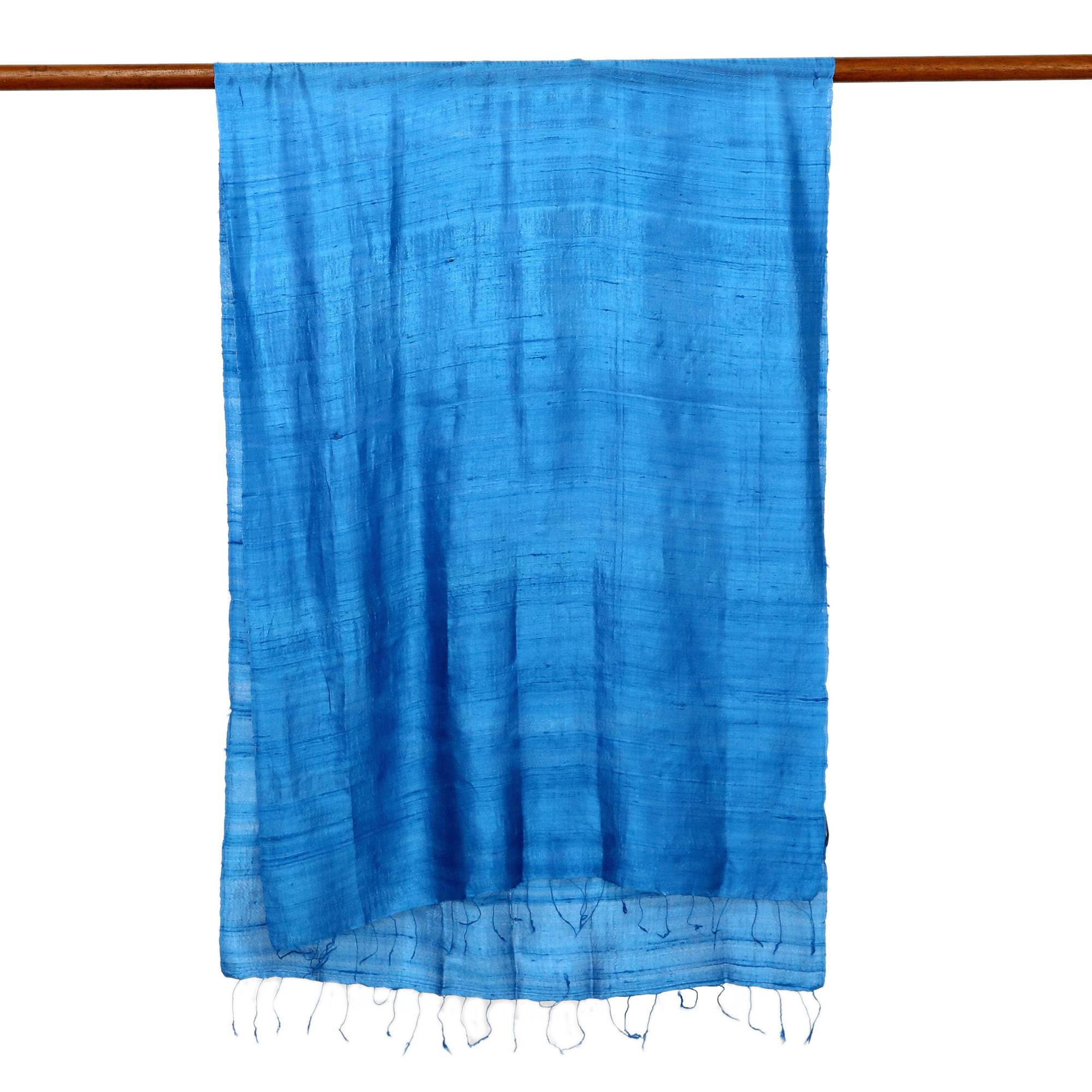 UNICEF Market | Hand Woven Fringed Silk Scarf in Cyan from Thailand ...