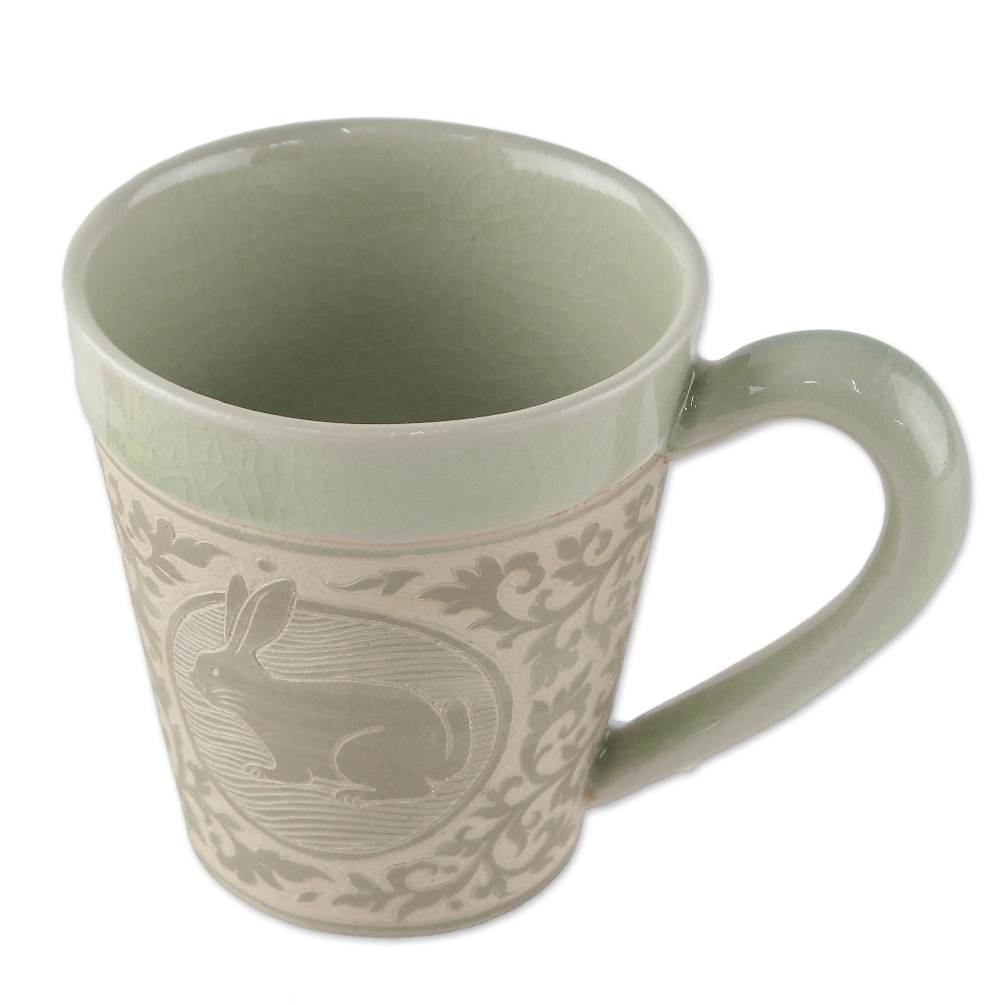 UNICEF Market | Celadon Glazed Ceramic Mug with Rabbit from Thailand ...