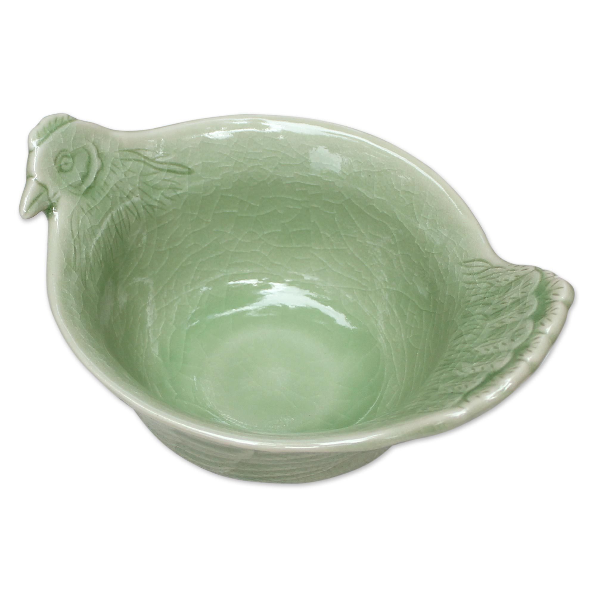 UNICEF Market | Hand Crafted Celadon Ceramic Chicken Bowl from Thailand ...
