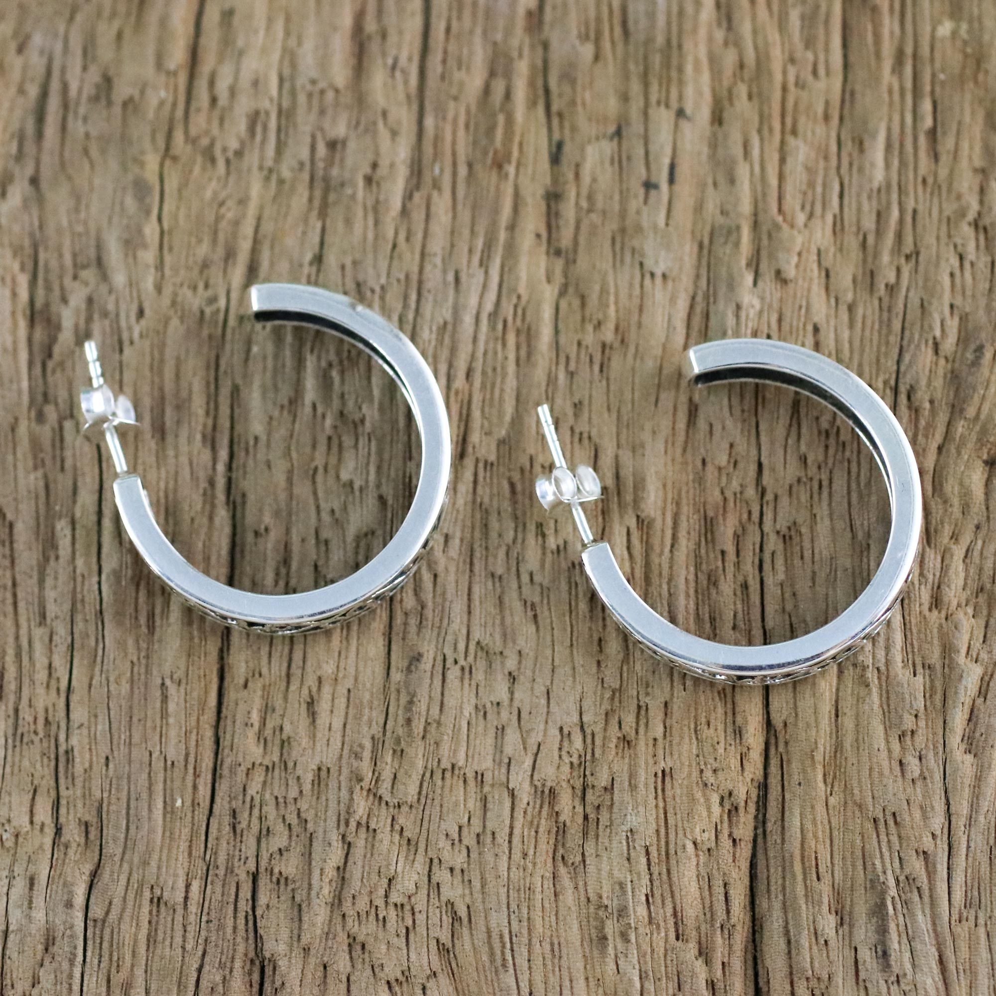 Elegant 925 Sterling Silver Half-Hoop Earrings from Thailand - Spiral ...