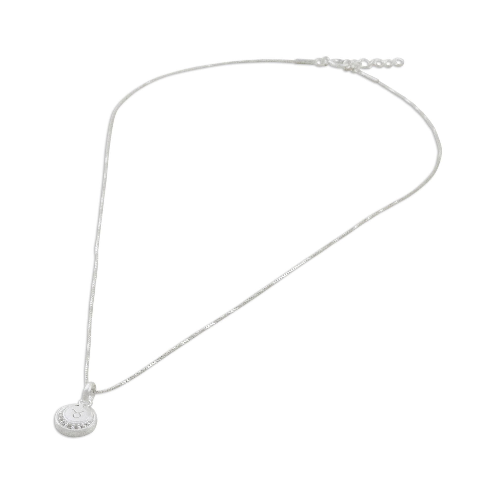 Sterling Silver Taurus Symbol Pendant Necklace from Thailand - Zodiac ...