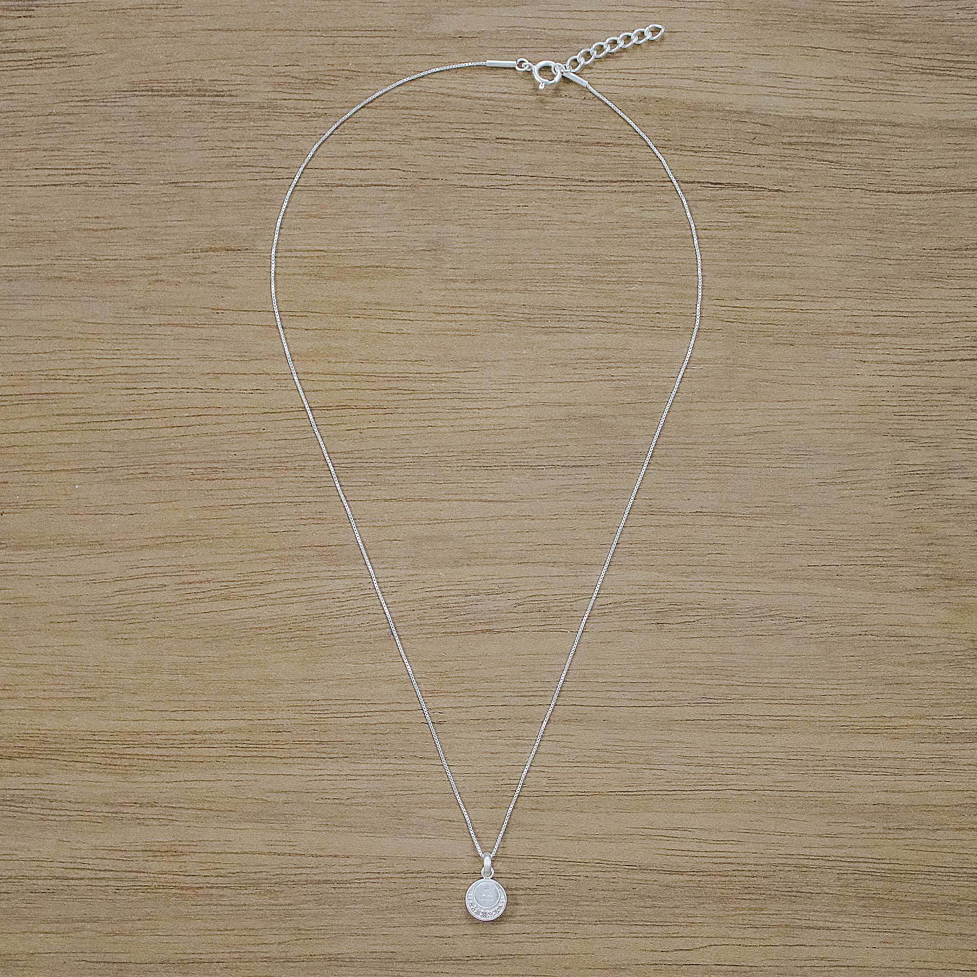 Sterling Silver Libra Symbol Pendant Necklace from Thailand - Zodiac ...
