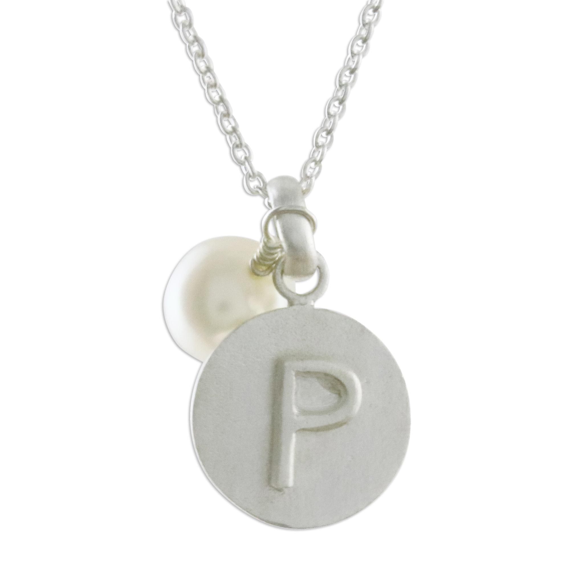 Cultured Pearl Letter P Pendant Necklace from Thailand - Fabulous P ...