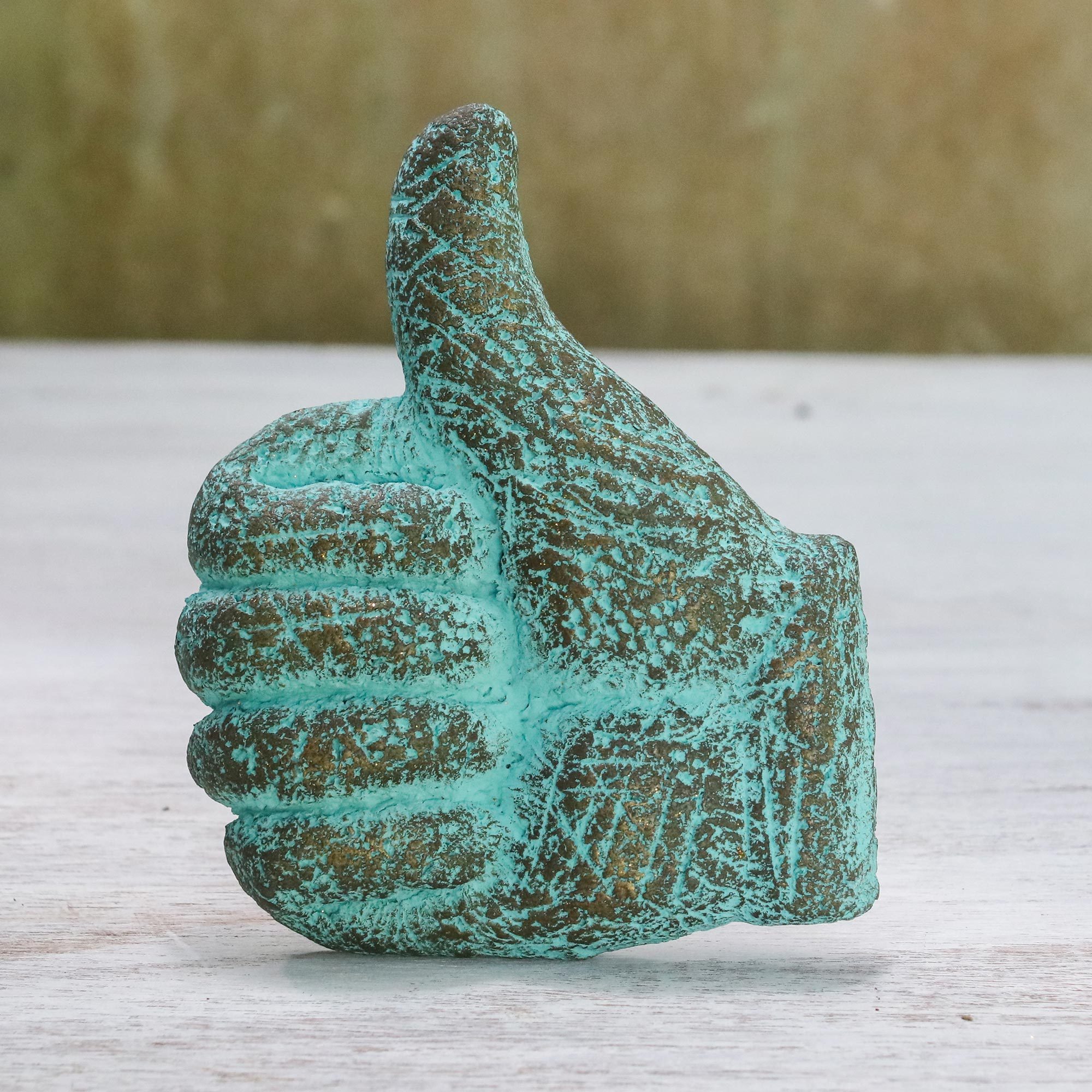 Thumbs Up Recycled Paper Relief Panel from Thailand - Thumbs Up | NOVICA