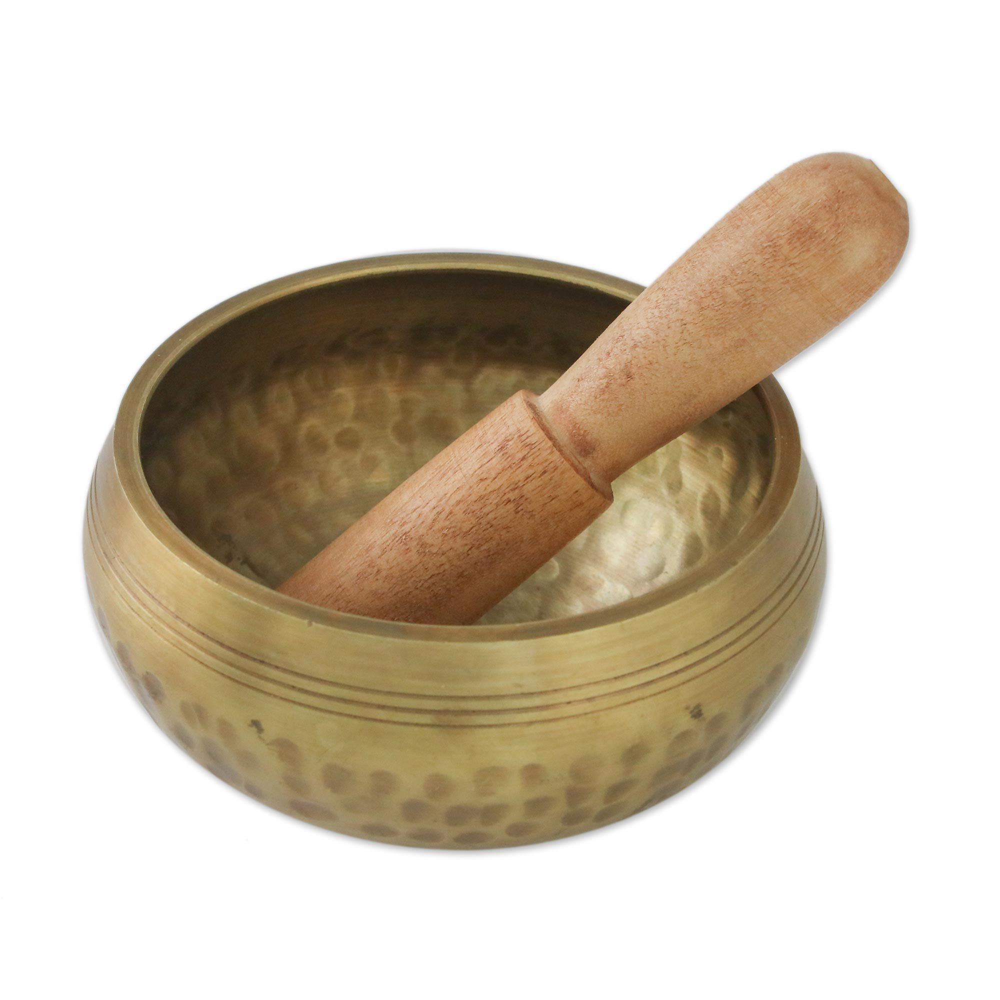 UNICEF Market | Brass Hammered Singing Bowl with Raintree Wood Striker ...