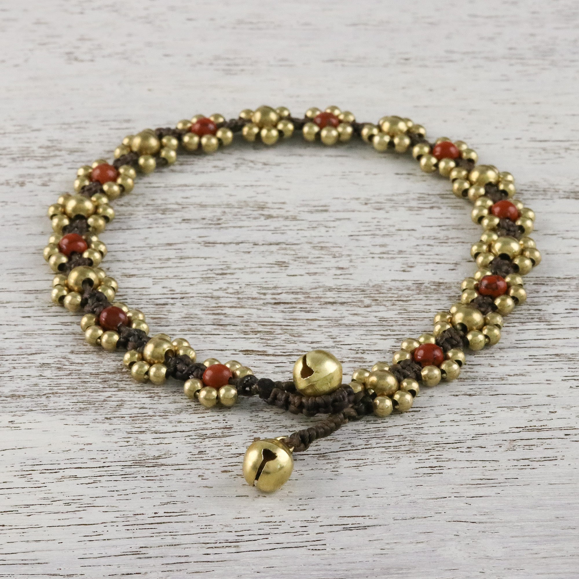 Jasper Adjustable Beaded Anklet from Thailand - Musical Dream | NOVICA