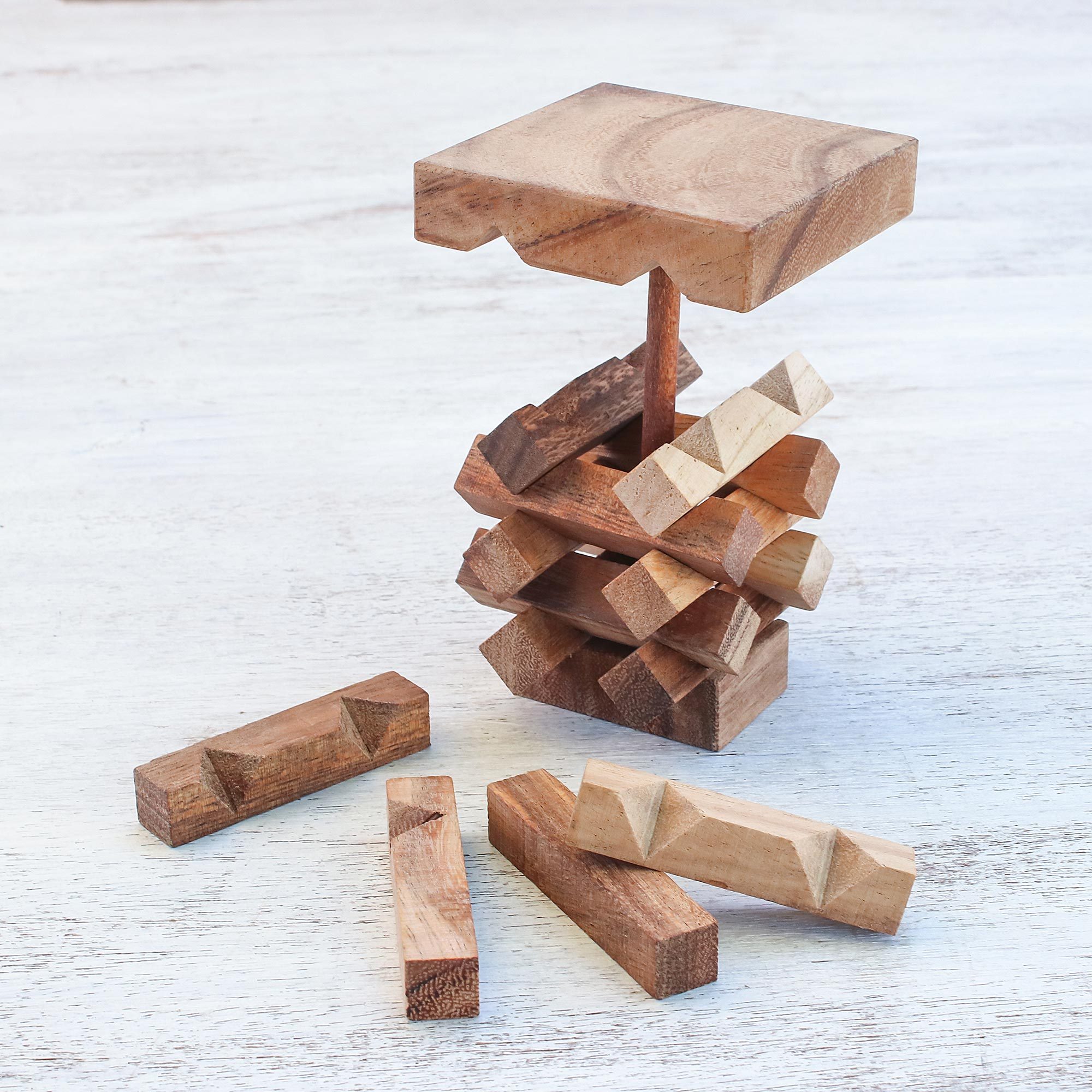 UNICEF Market | 18-Piece Raintree Wood Tower Puzzle from Thailand ...