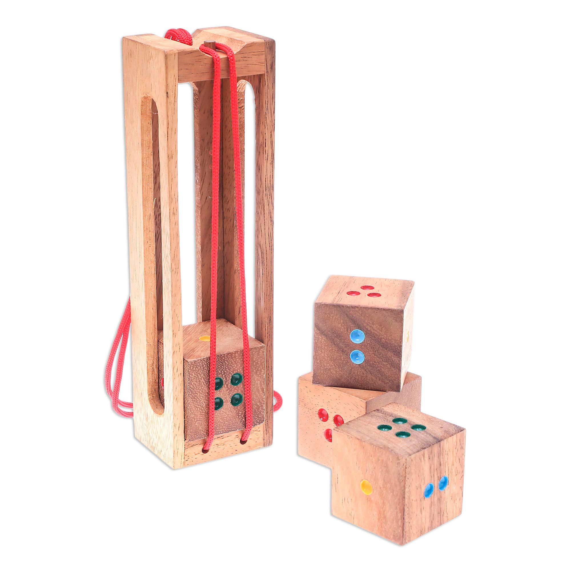 Raintree Wood Dice Brain Teaser Puzzle from Thailand - Domino Cubes ...