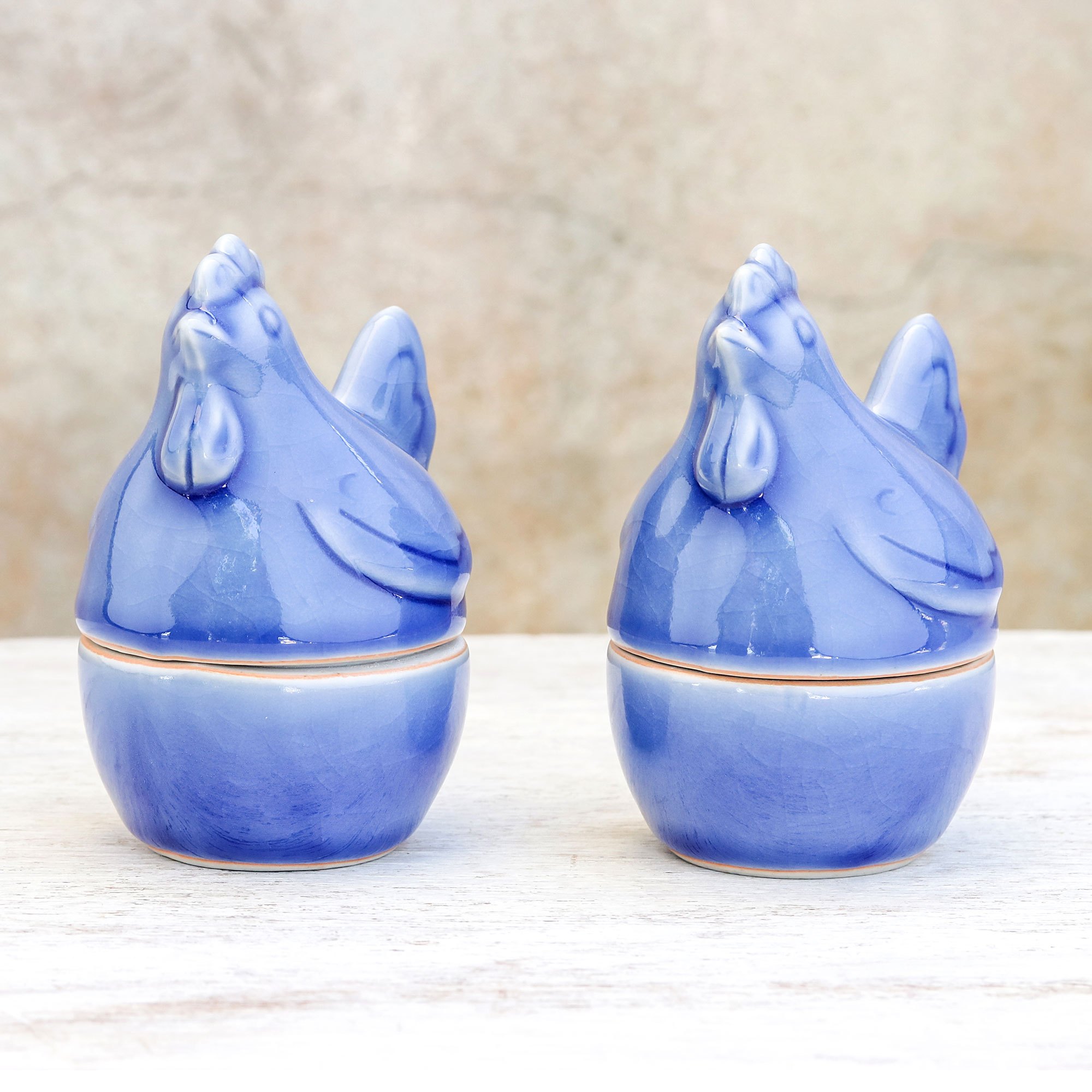 UNICEF Market | Blue Ceramic Hen Egg Cups from Thailand (Pair) - Hen ...
