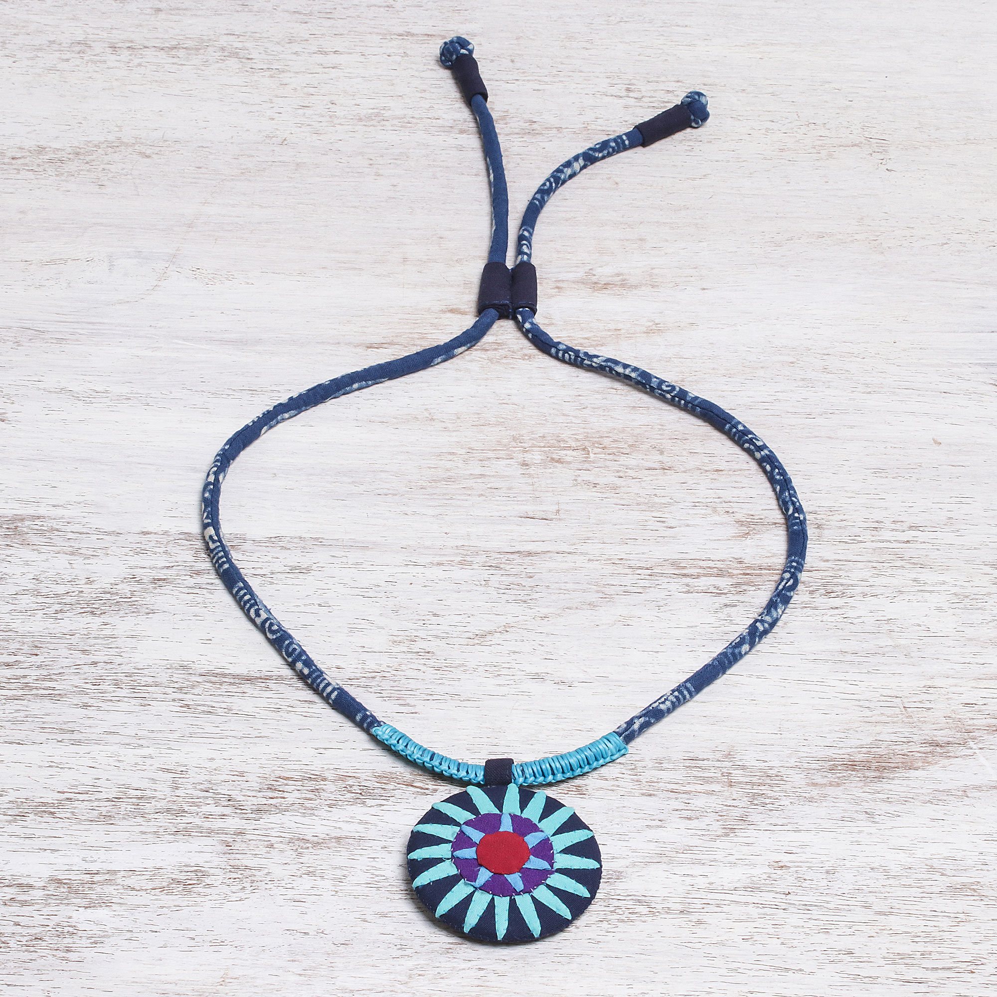 Handcrafted Thai Hmong Hill Tribe Cotton Pendant Necklace - Hmong Sun ...