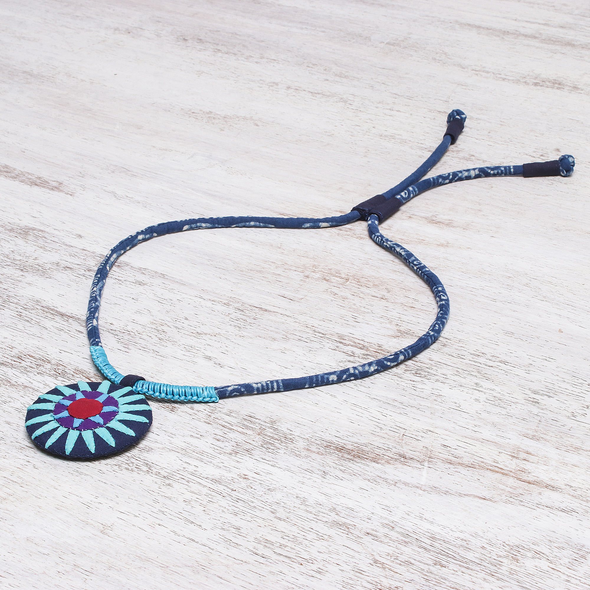 Handcrafted Thai Hmong Hill Tribe Cotton Pendant Necklace - Hmong Sun ...