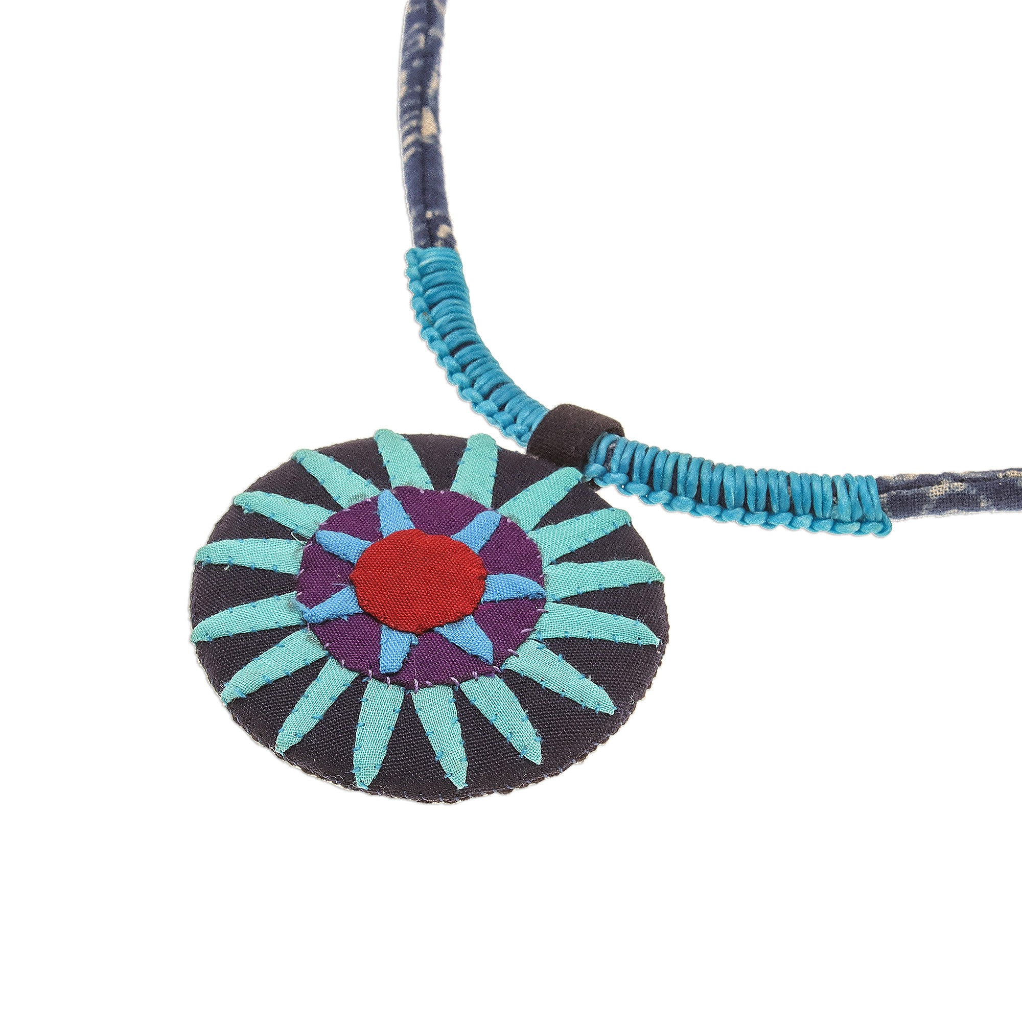 Handcrafted Thai Hmong Hill Tribe Cotton Pendant Necklace - Hmong Sun ...