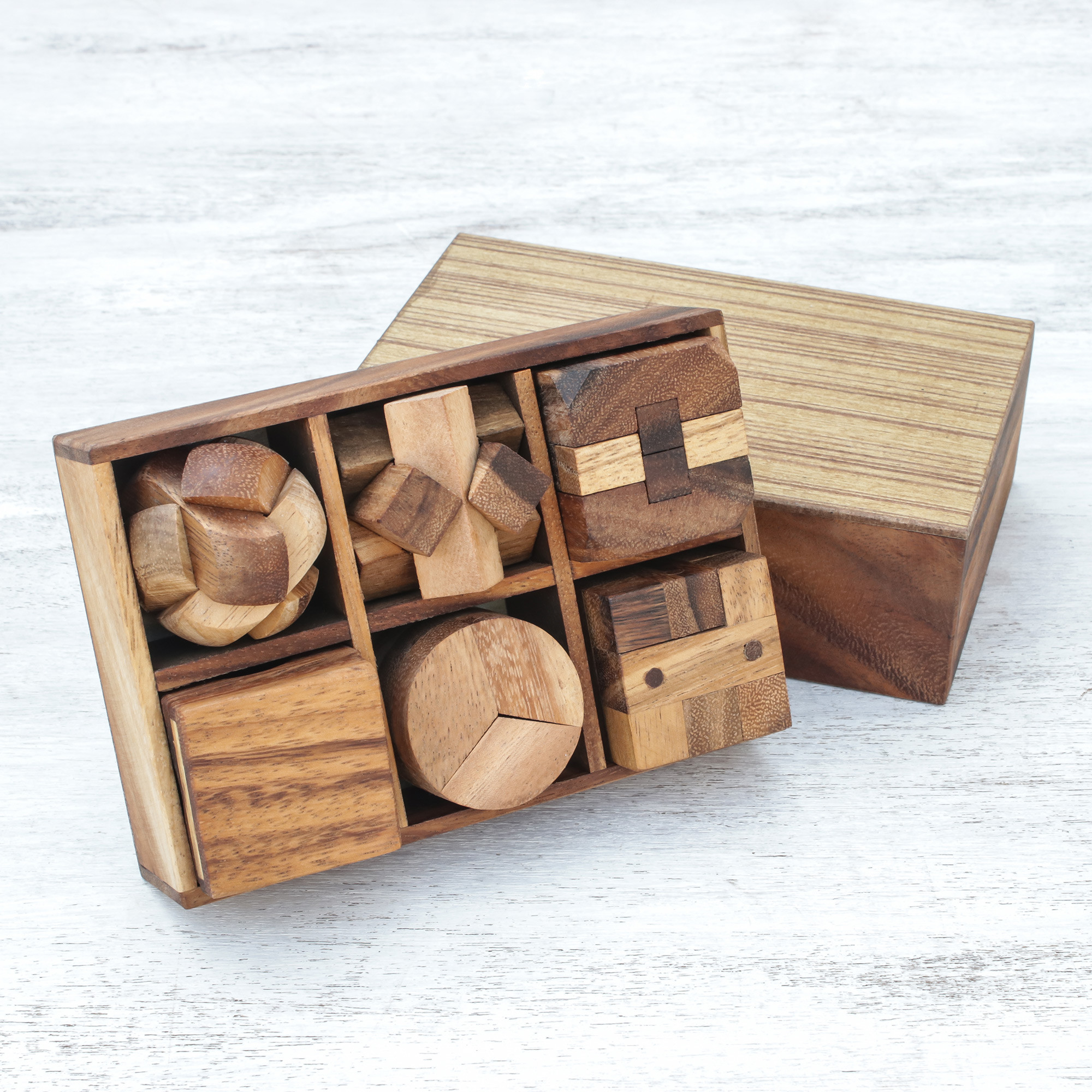 UNICEF Market | Raintree Wood Puzzle Set from Thailand (6 Piece ...