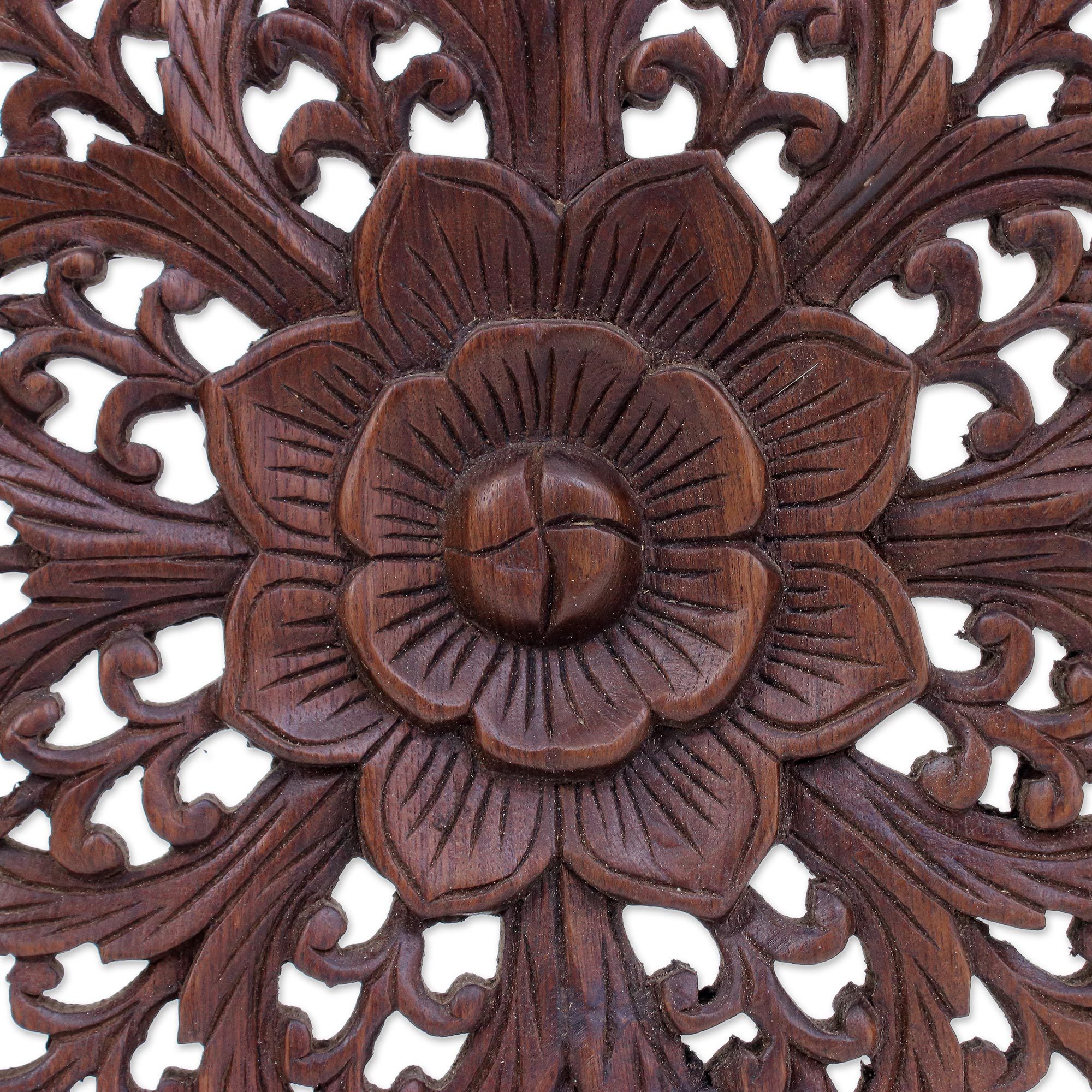 Hand Made Reclaimed Teak Wood Relief Panels - Blossom Day | NOVICA