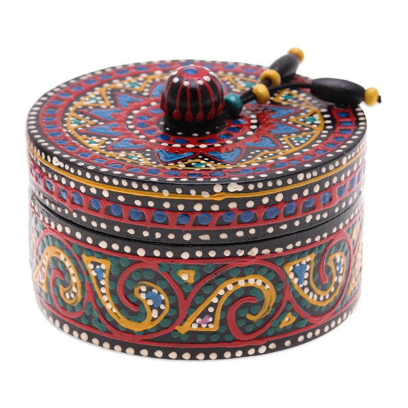 Round Red Decorative Box Made from Mango Wood - Intense Moments ...