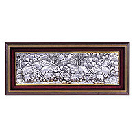 Handcrafted Aluminum Repousse Wall Panel of Elephant Herd - Waterfall ...
