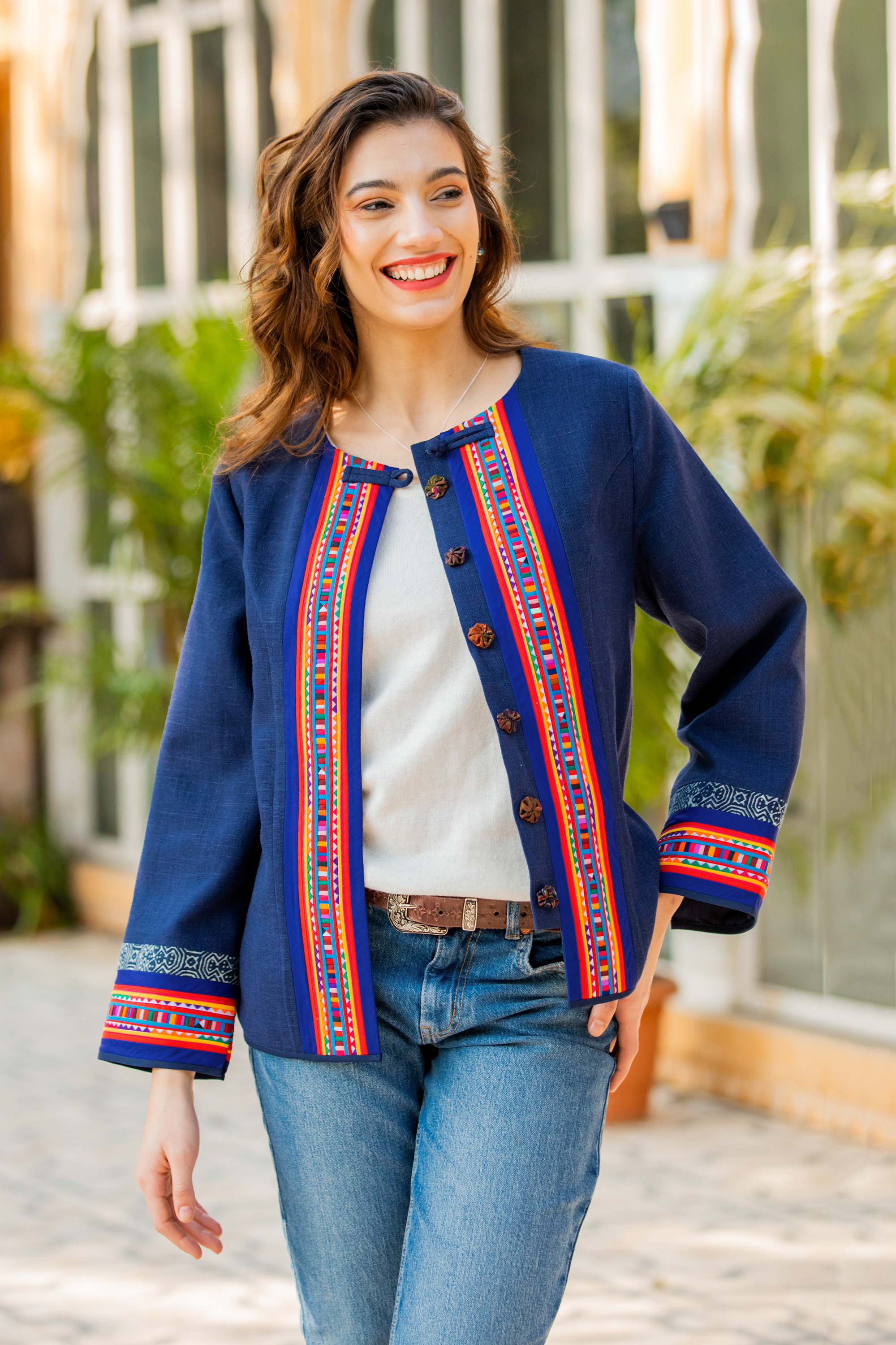 Hill Tribe-Inspired Navy Cotton and Hemp Blend Jacket - Navy Heritage ...