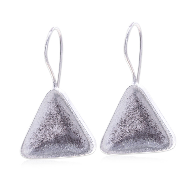 Modern Matte 950 Silver Drop Earrings with Triangle Design - Geometric ...
