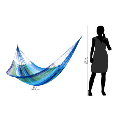 Double Mayan Rope Style Nylon Hammock Handmade in Mexico - Sea Breeze ...